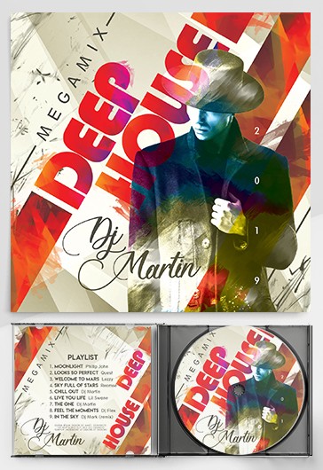 White Creative Deep House Premium CD Album Cover Template PSD | by ...