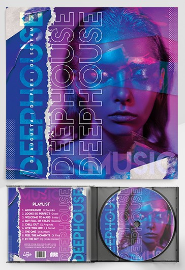 Blue Creative Deep House CD Cover Premium CD Album Cover Template PSD