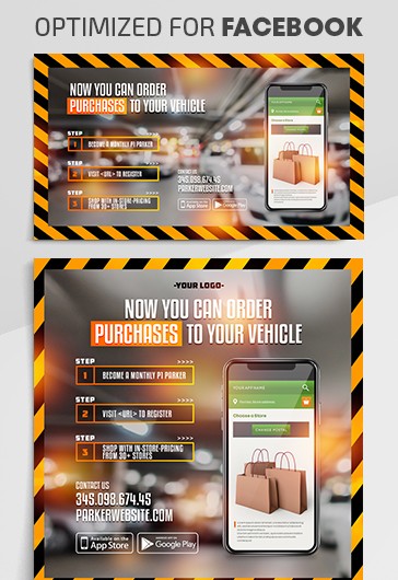 Black Simple Delivery Service App Facebook Free Social Media Template PSD