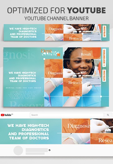 Blue Simple Dent Clinic Youtube Premium Social Media Template PSD | by ...