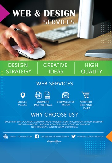 Blue Simple Design Services Free Flyer Template PSD | by Elegantflyer