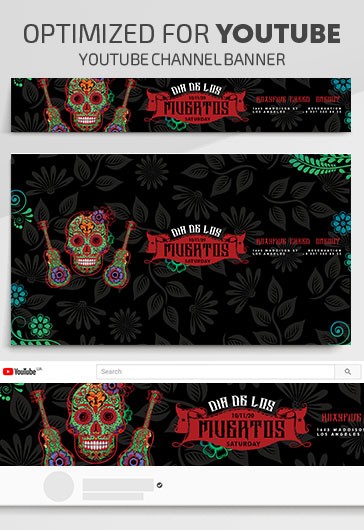 Dia De Los Muertos - Free Youtube Channel banner PSD Template ...