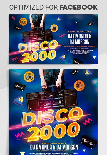 Disco 2000 - Free Facebook Cover Template in PSD + Post + Event cover ...