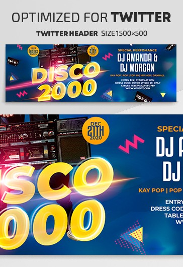 Disco 2000 - Free Twitter Header PSD Template - 10028934 | by ElegantFlyer