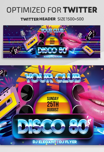 Purple Creative Disco 80 Premium Social Media Template PSD | by ...