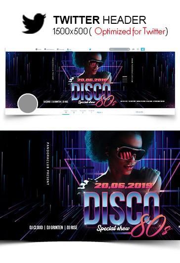 Disco 80s – Twitter Header PSD Template - 10023252 | by ElegantFlyer