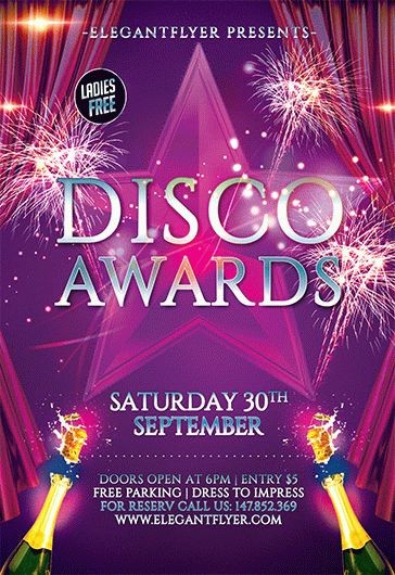 Purple Creative Disco Awards Premium Flyer Template PSD | by Elegantflyer