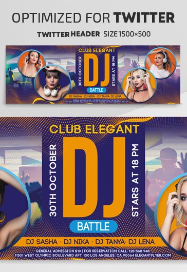 Blue Professional DJ Battle Twitter Premium Social Media Template PSD ...