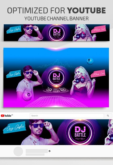 Blue Neon DJ Battle Youtube Premium Social Media Template PSD | by ...