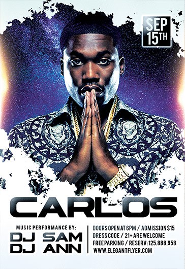 White Esclusivo Dj Carlos Modello di Volantino Premium PSD | by ...