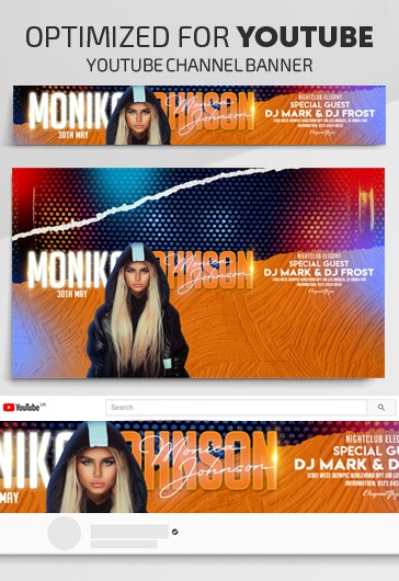 Yellow Modern DJ Club Party Youtube Premium Social Media Template PSD ...