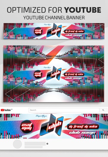 Blue Modern Dj Club Party Youtube Premium Social Media Template PSD ...