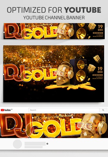 Gold Luxury Dj Gold Youtube Premium Social Media Template PSD | by ...