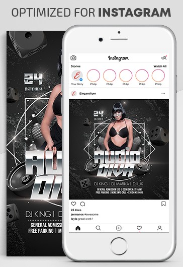 Black Fancy & Romantic Dj Guest Instagram Premium Social Media Template PSD