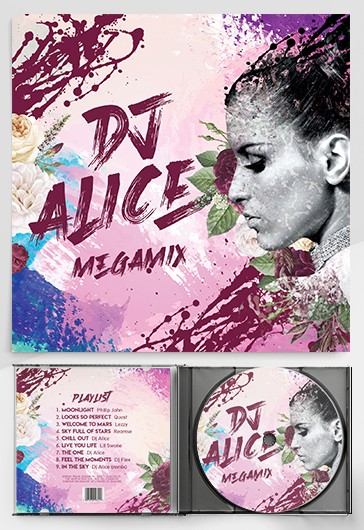 Blue Floral & Plants Dj Megamix Premium CD Album Cover Template PSD | by Elegantflyer