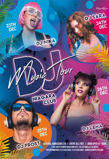 Multicolor Colorful DJ Music Tour Premium Flyer Template PSD | by ...