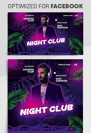 Purple Modern Dj Night Club Event Facebook Premium Social Media ...