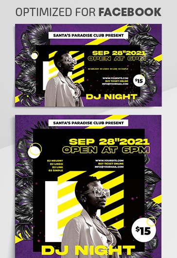 DJ Night - Free Facebook Cover Template in PSD + Post + Event cover ...