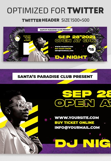 DJ Night - Free Twitter Header PSD Template - 10030999 | by ElegantFlyer