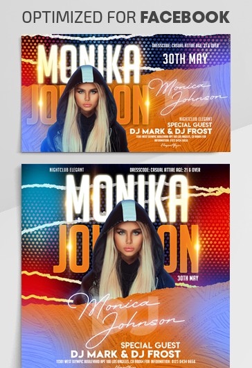 Yellow Simple DJ Club Party Facebook Premium Social Media Template PSD