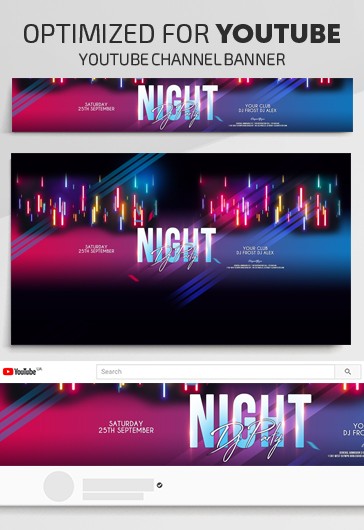 Blue Modern Dj Night Party Youtube Premium Social Media Template PSD ...