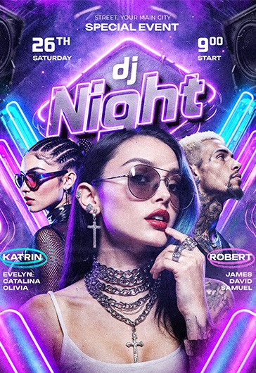 Jaune Bright = Lumineux Taco & Tequila Night Flyer Premium Modèle de ...