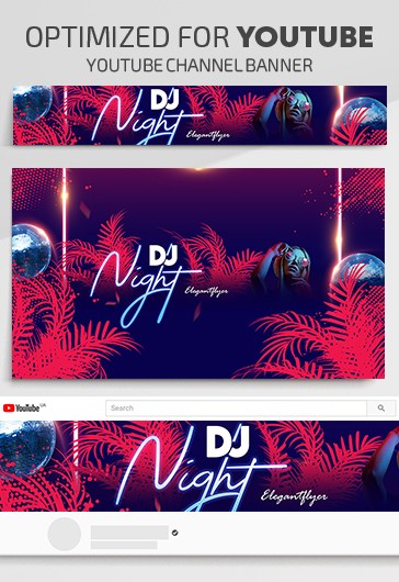 Pink Modern DJ Night Youtube Premium Social Media Template PSD | by ...