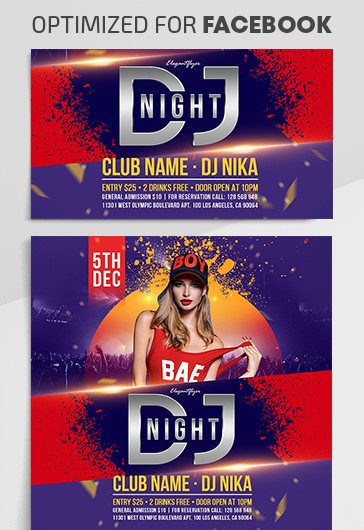 Purple Artistic DJ Party Facebook Premium Social Media Template PSD ...