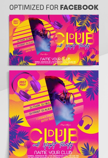 Pink Colorful DJ Party Premium Social Media Template PSD | by Elegantflyer