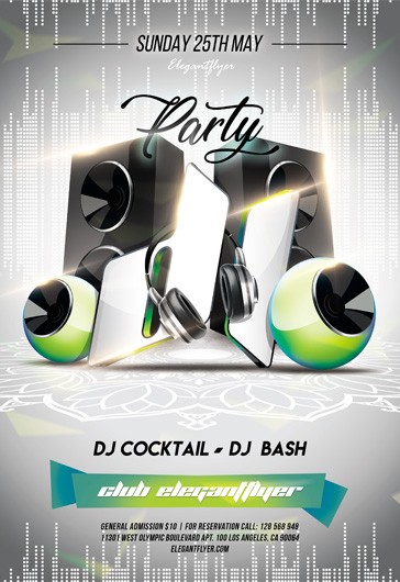 Silver Modern DJ Beats Party Premium Flyer Template PSD | by Elegantflyer
