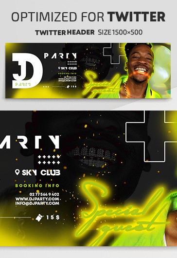 DJ Party - Free Twitter Header PSD Template - 10031065 | by ElegantFlyer