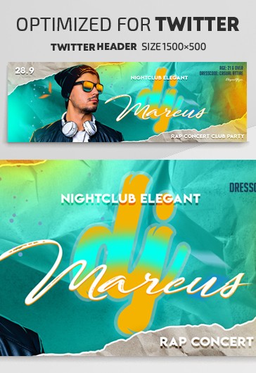 Green Glow DJ Party Twitter Premium Social Media Template PSD | by ...