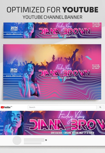 Blue Modern DJ Party Youtube Premium Social Media Template PSD | by ...