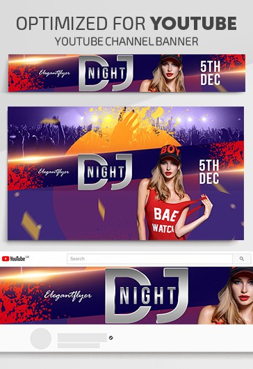 Purple Modern DJ Party Youtube Premium Social Media Template PSD | by ...