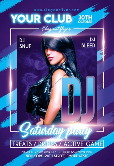 Blue Exclusive DJ saturday party Premium Flyer Template PSD | by ...