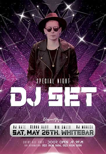 Purple Exclusive DJ Set Event Free Flyer Template PSD | by Elegantflyer