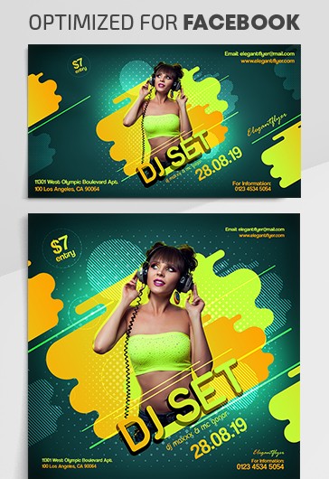 Yellow Abstract DJ Set Facebook Free Social Media Template PSD | by ...