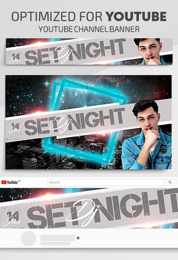 Black Modern DJ Set Night Youtube Free Social Media Template PSD | by ...