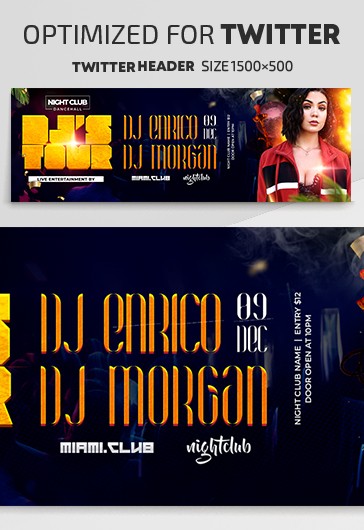 DJ Tour - Twitter Header PSD Template - 10028976 | by ElegantFlyer