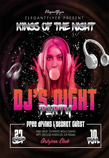 Black Modern DJ's Night Premium Flyer Template PSD | by Elegantflyer