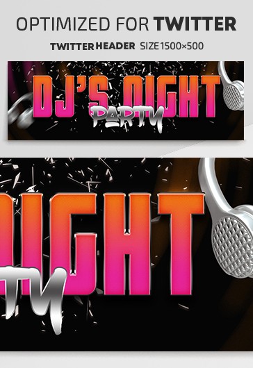 Black Creative DJ's Night Twitter Premium Social Media Template PSD ...