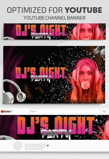 Black Creative DJ's Night Youtube Premium Social Media Template PSD ...
