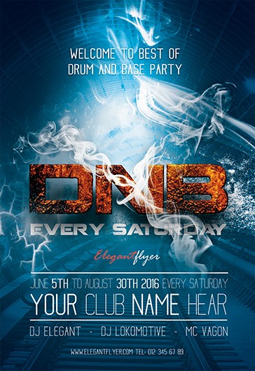 Blue Modern DNB Premium Flyer Template PSD | by Elegantflyer