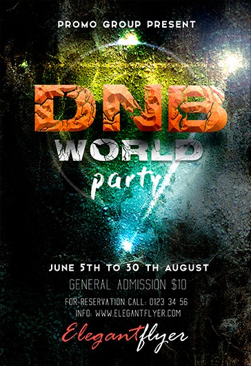 Black Modern DnB World Premium Flyer Template PSD | by Elegantflyer