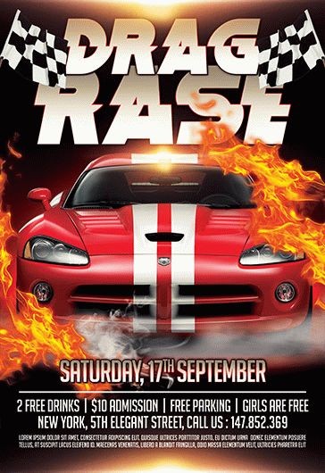 Red Creativo Drag Race Modello di Volantino Free PSD | by Elegantflyer