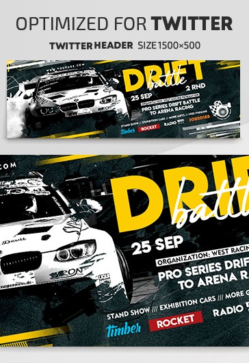 Black Grunge Drift Battle Twitter Premium Social Media Template PSD ...
