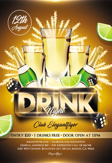 Yellow Exclusive Drink Party Free Flyer Template PSD | by Elegantflyer