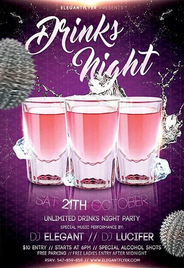 Purple Creativo Serata di bevute Modello di Volantino Premium PSD | by ...