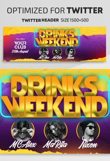 Yellow Colorful Drinks Weekend Premium Social Media Template PSD | by ...