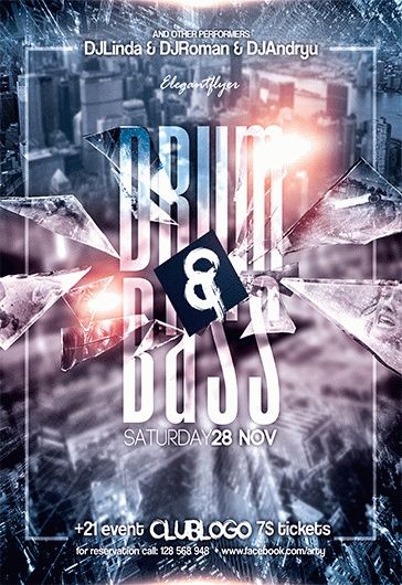 White Creative Drum and Bass Premium Flyer Template PSD | by Elegantflyer